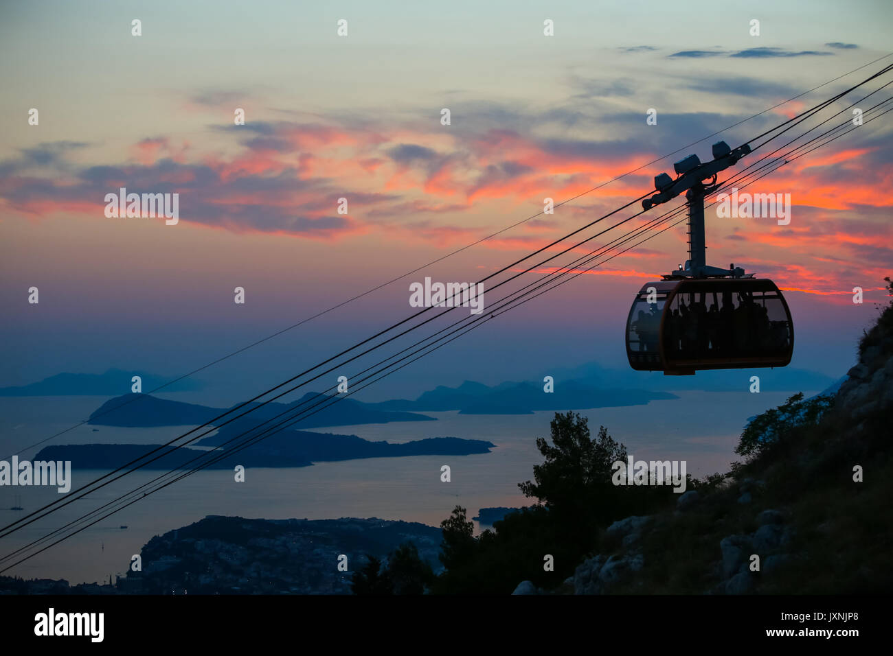 A cable car to Srd hill, a mountain behind the ancient old town ...