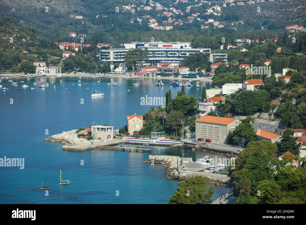 SREBRENO, CROATIA - JULY 21, 2017 : View of the small town Srebreno and ...