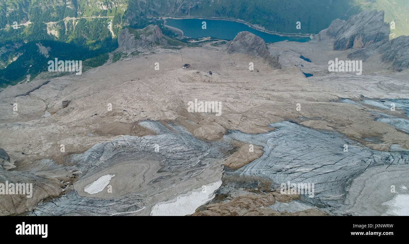 Aerial view of Marmolada glacier, Ghiacciaio della Marmolada, Marmolada ...