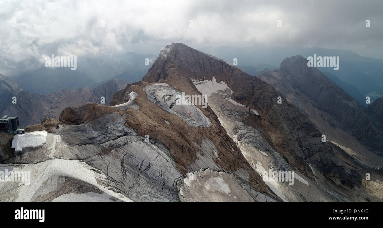 Aerial view of Marmolada glacier, Ghiacciaio della Marmolada, Marmolada ...