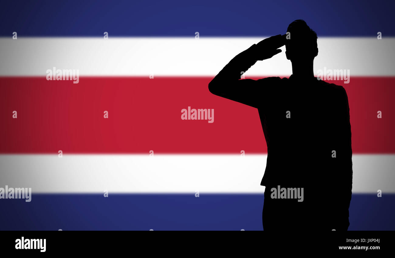 Silhouette of a soldier saluting against the costa rica flag Stock ...