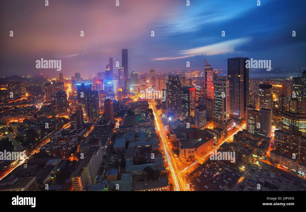 Dalian city night scene in China Stock Photo - Alamy