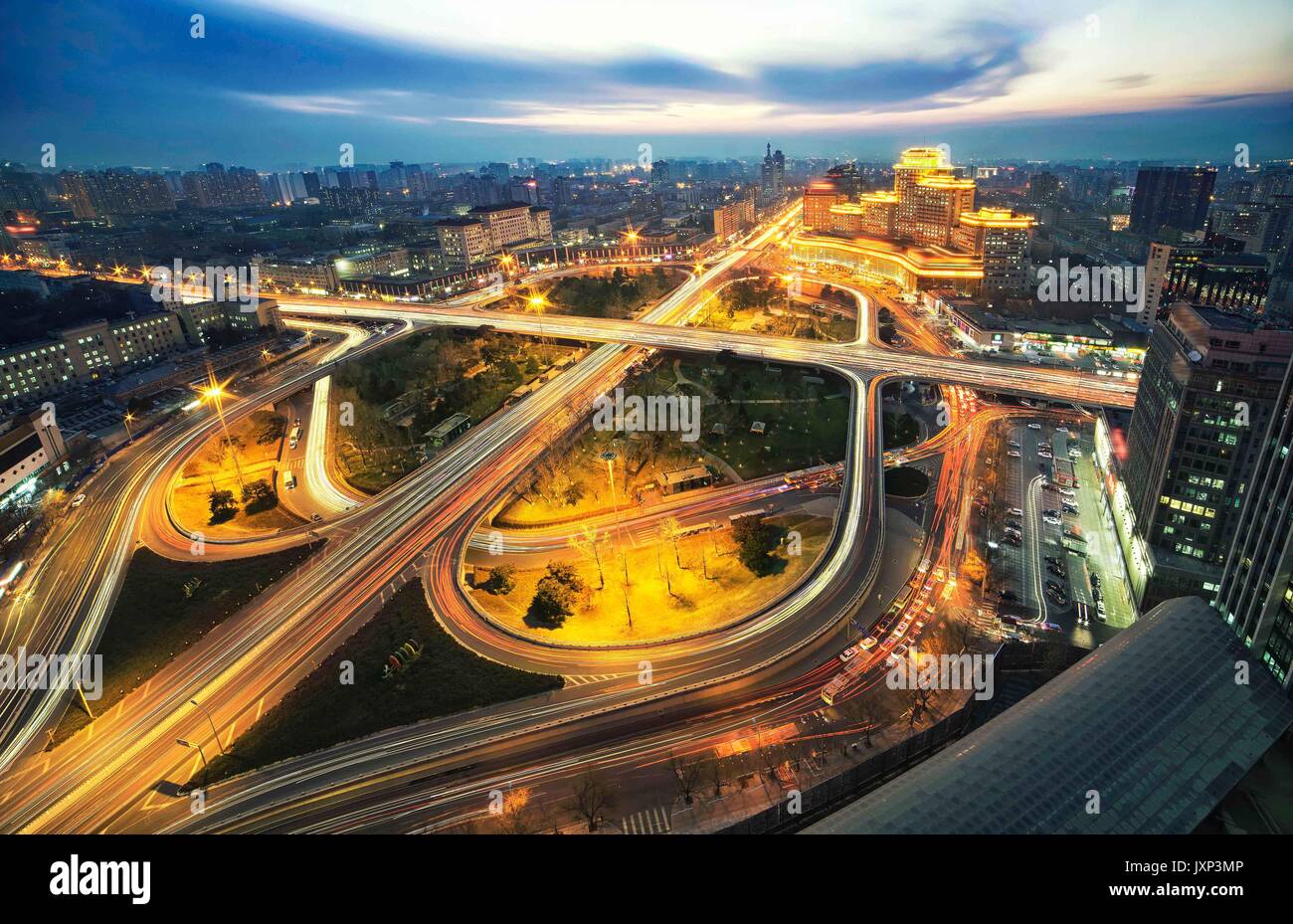 Night view of overpass in Beijing Stock Photo - Alamy