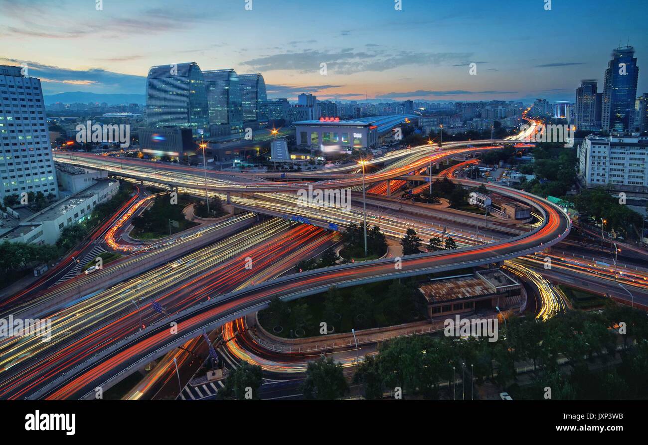 Night view of overpass in Beijing Stock Photo - Alamy