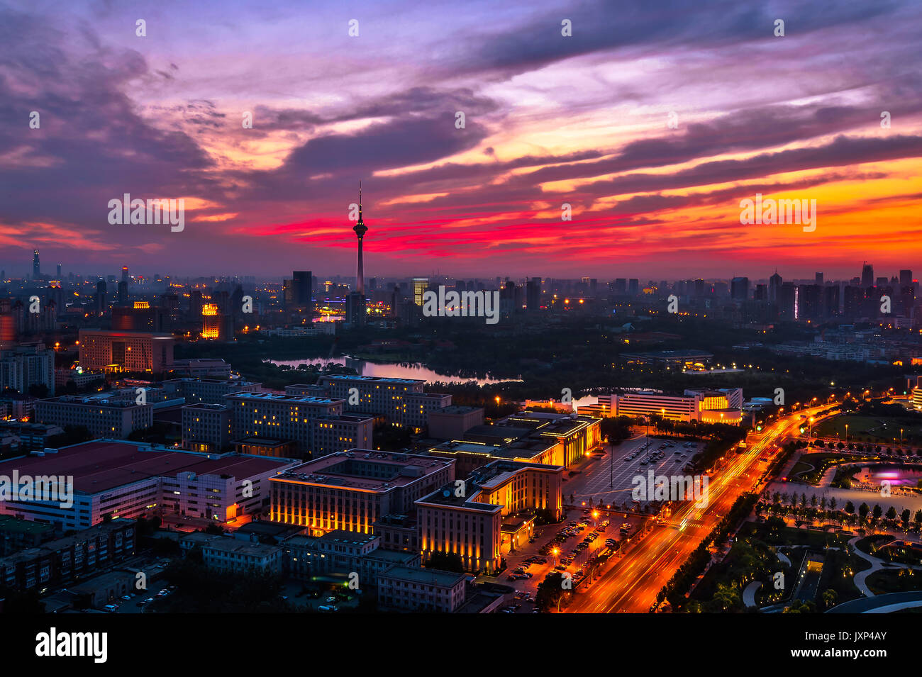 Night view of Tianjin City,China Stock Photo - Alamy