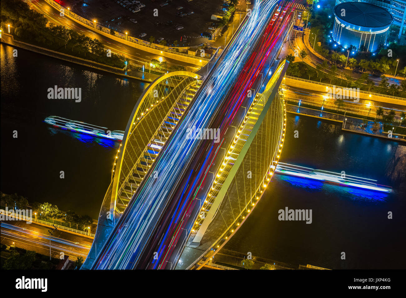 Night view of Dagu bridge,Tianjin City,China Stock Photo - Alamy