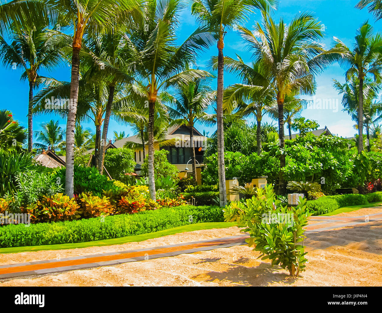 Bali, Indonesia - View of cottages at the beach Stock Photo - Alamy