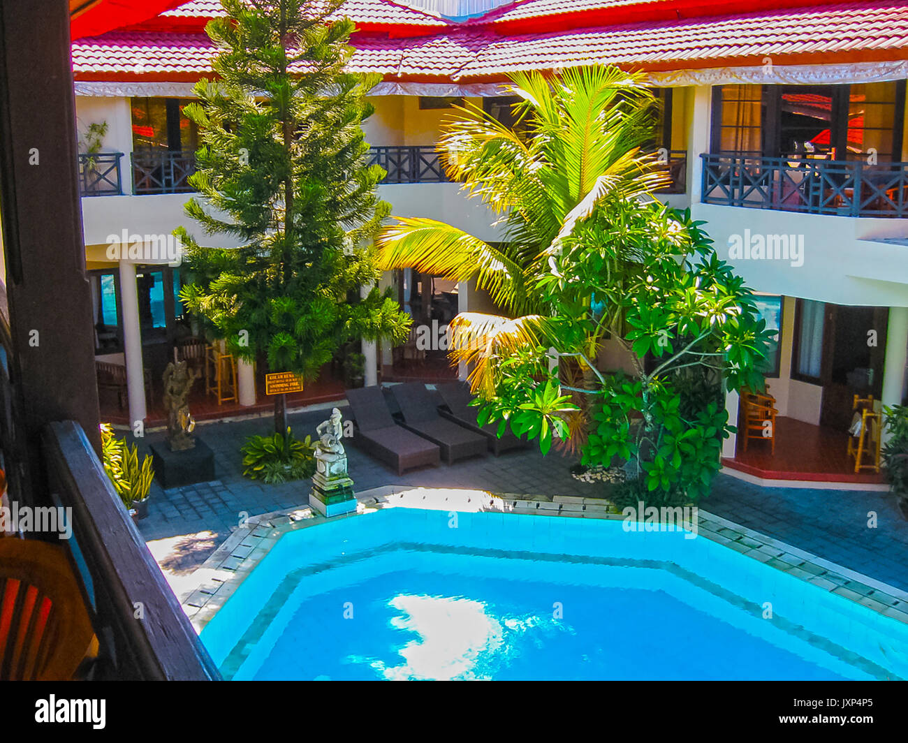 Bali, Indonesia - April 09, 2012: View of swimming pool at The Flora ...