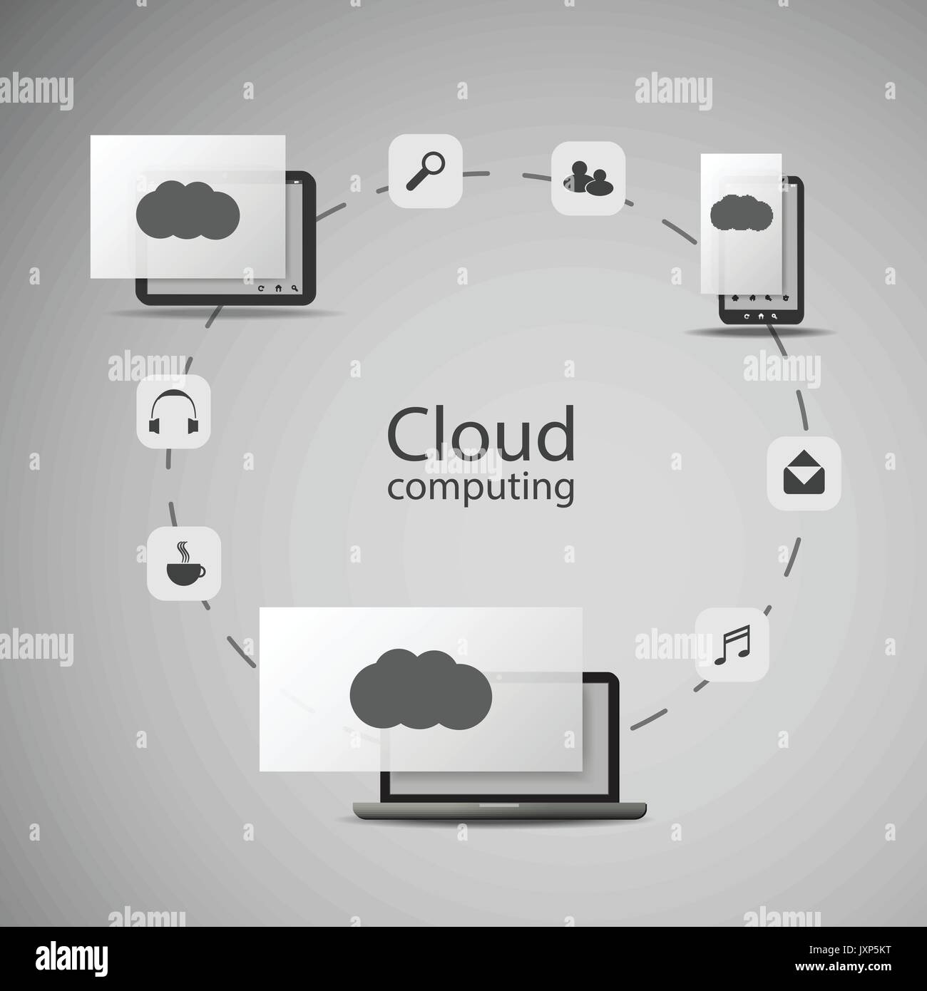 Black and White Cloud Computing and Big Data Concept Design with Mobile ...