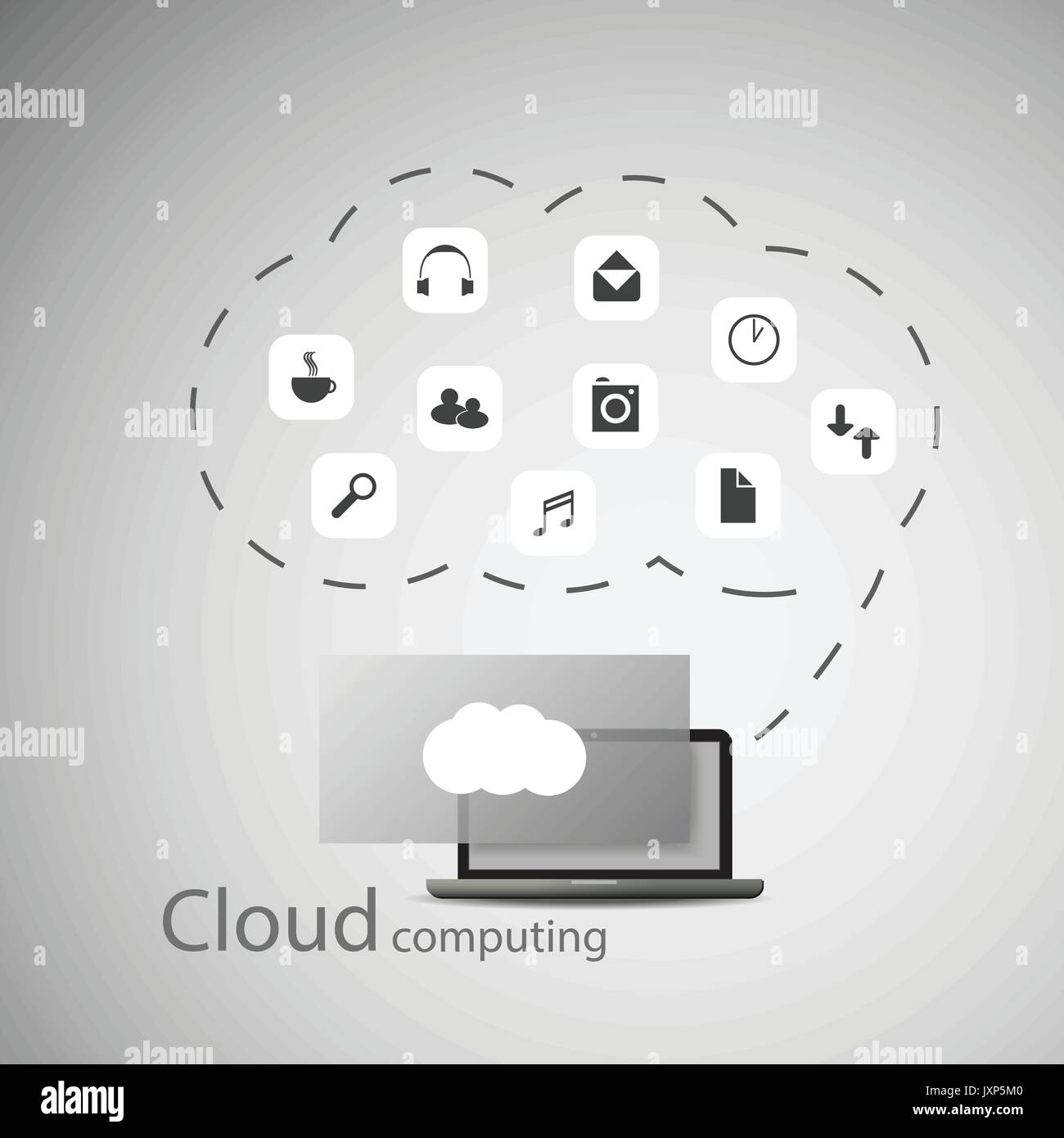 Black and White Cloud Computing and Big Data Concept Design with Mobile ...