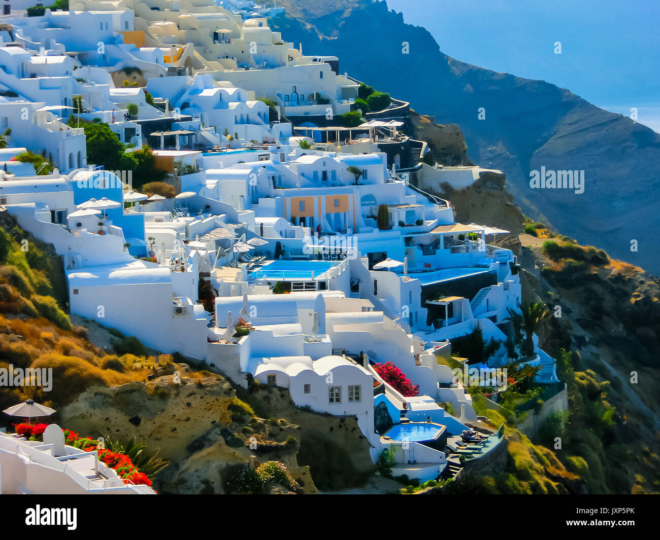 View of Oia village in Santorini island. Greece Stock Photo - Alamy