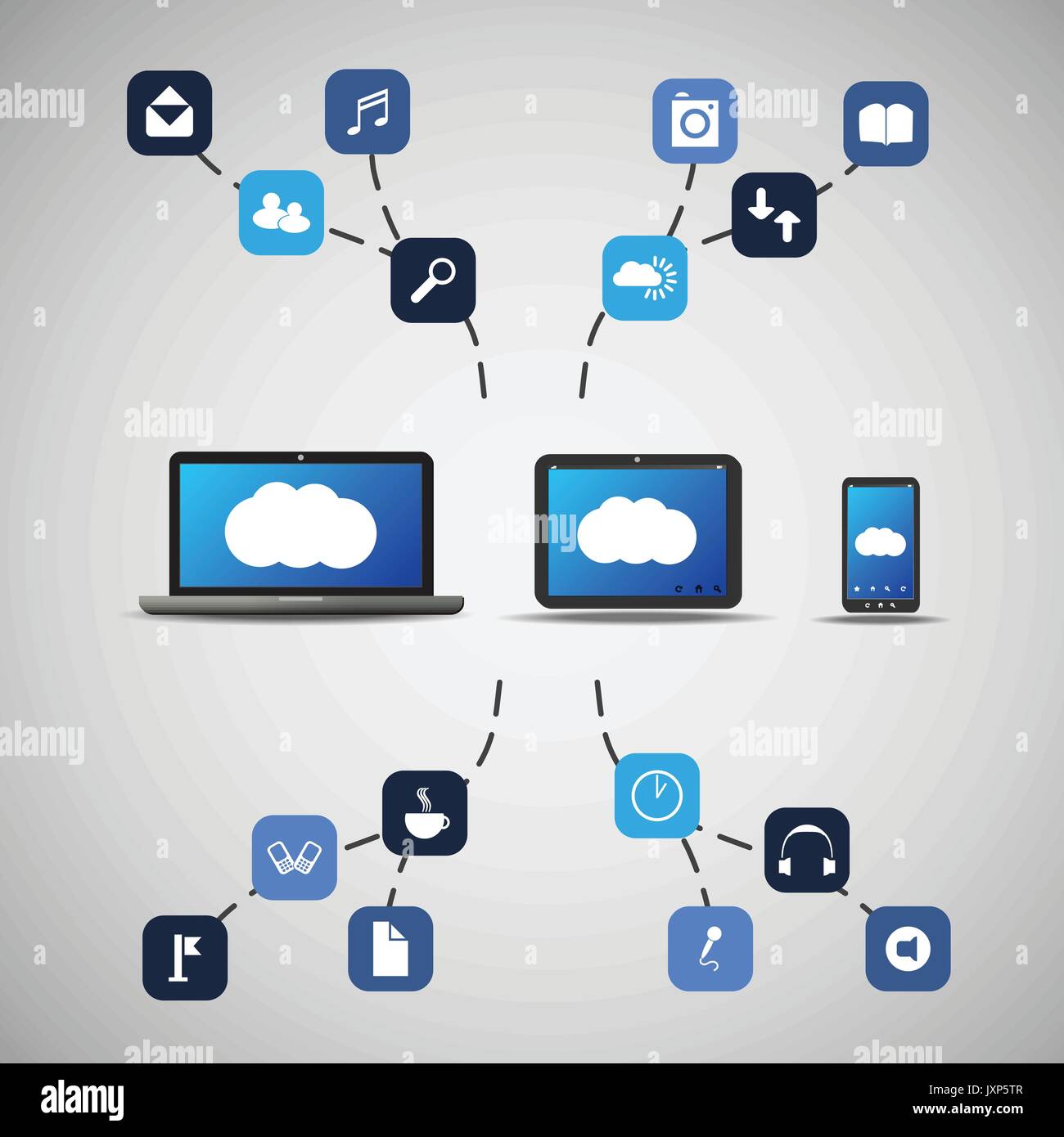 Blue Circular Cloud Computing Concept Design with Mobile Computing ...