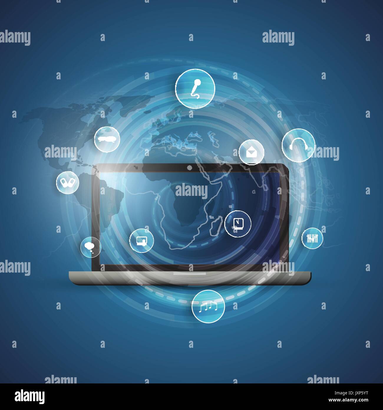 Global Connections, Networks - Blue Abstract Illustration, Cloud ...