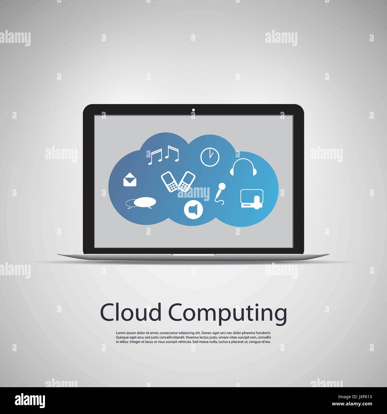 Cloud Computing Concept with Laptop Computer and Icons Cloud - Concept ...