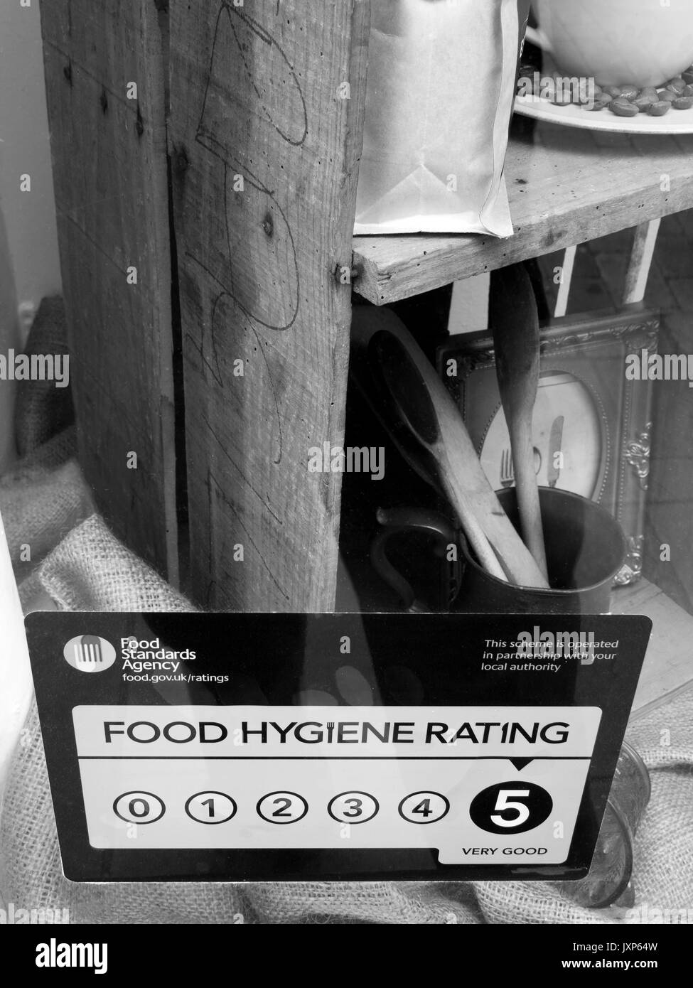 Food Standards Agency five rating for food hygiene sign in restaurant ...