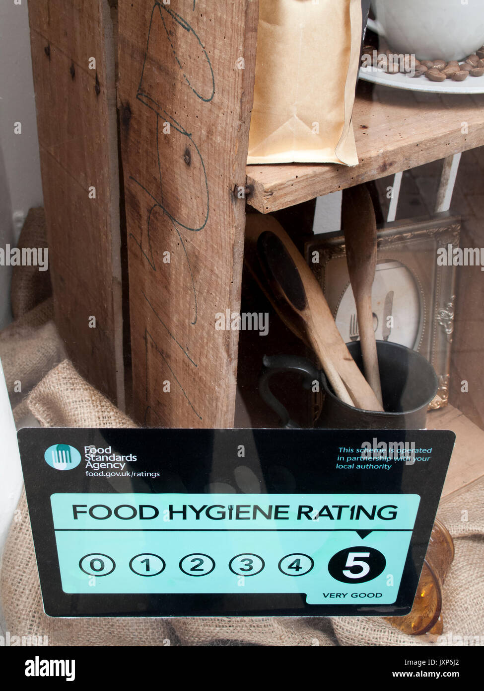 Food Standards Agency five rating for food hygiene sign in restaurant ...