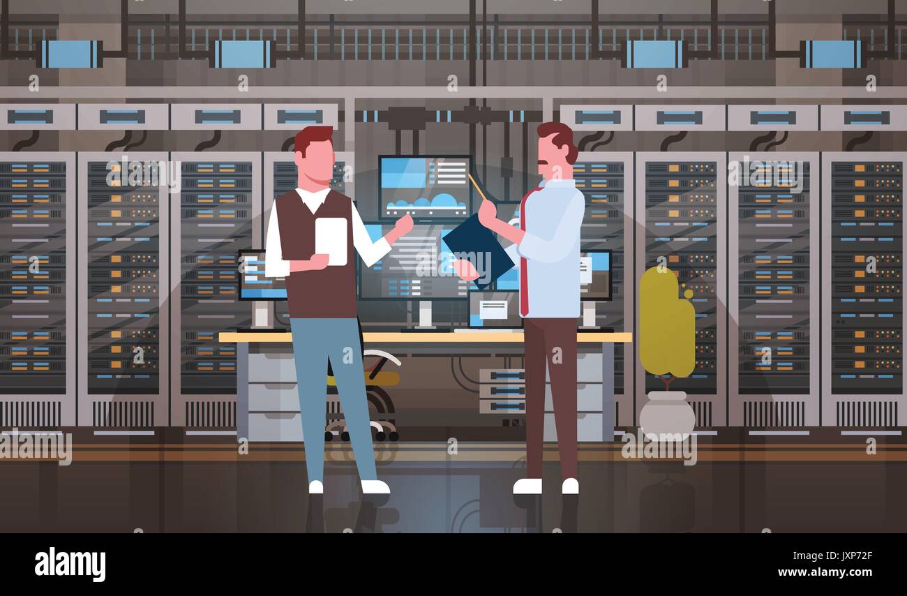 People Working In Data Center Room Hosting Server Computer Monitoring Information Database Stock ...