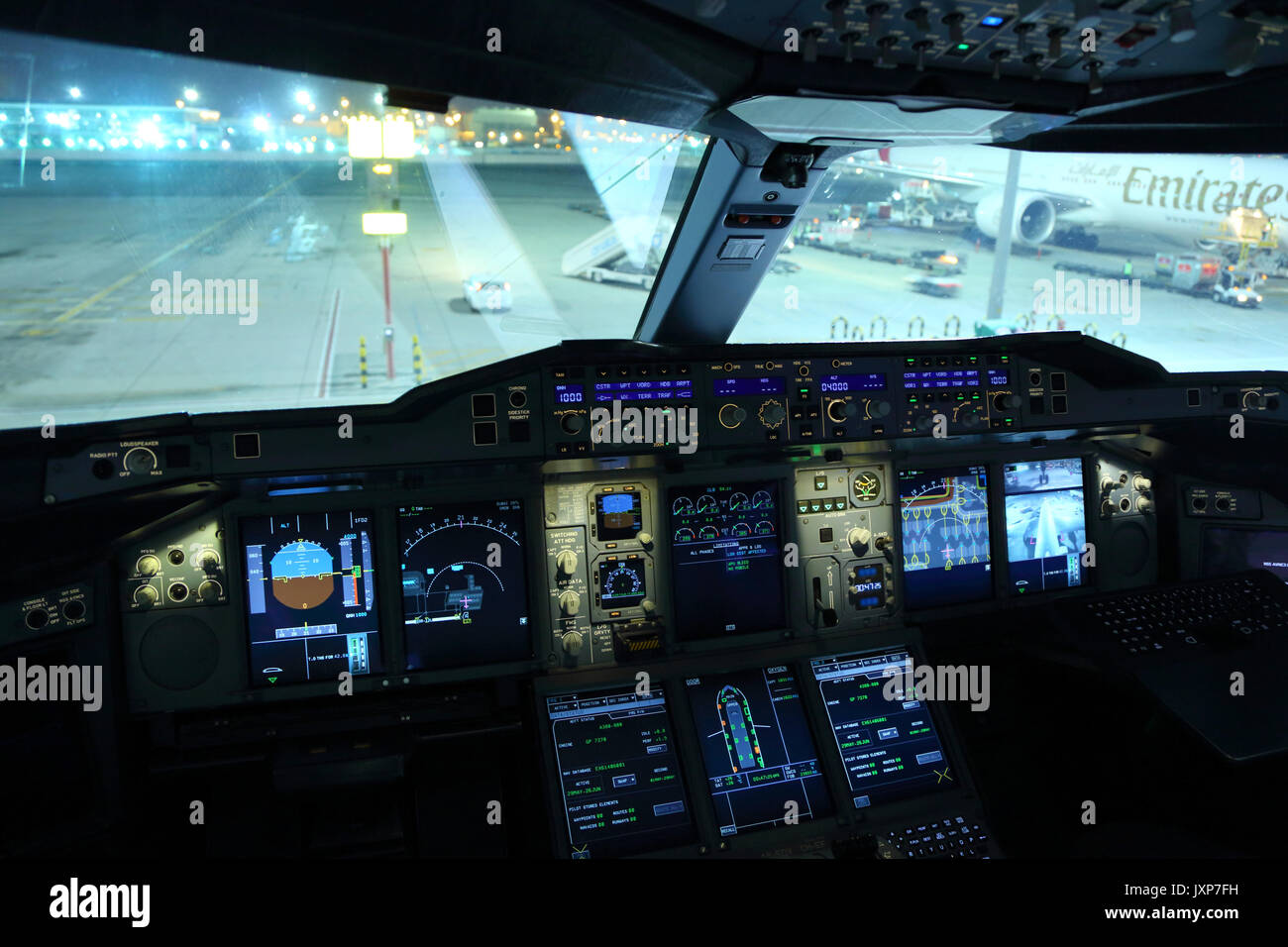 Airbus A380 Cockpit At Night