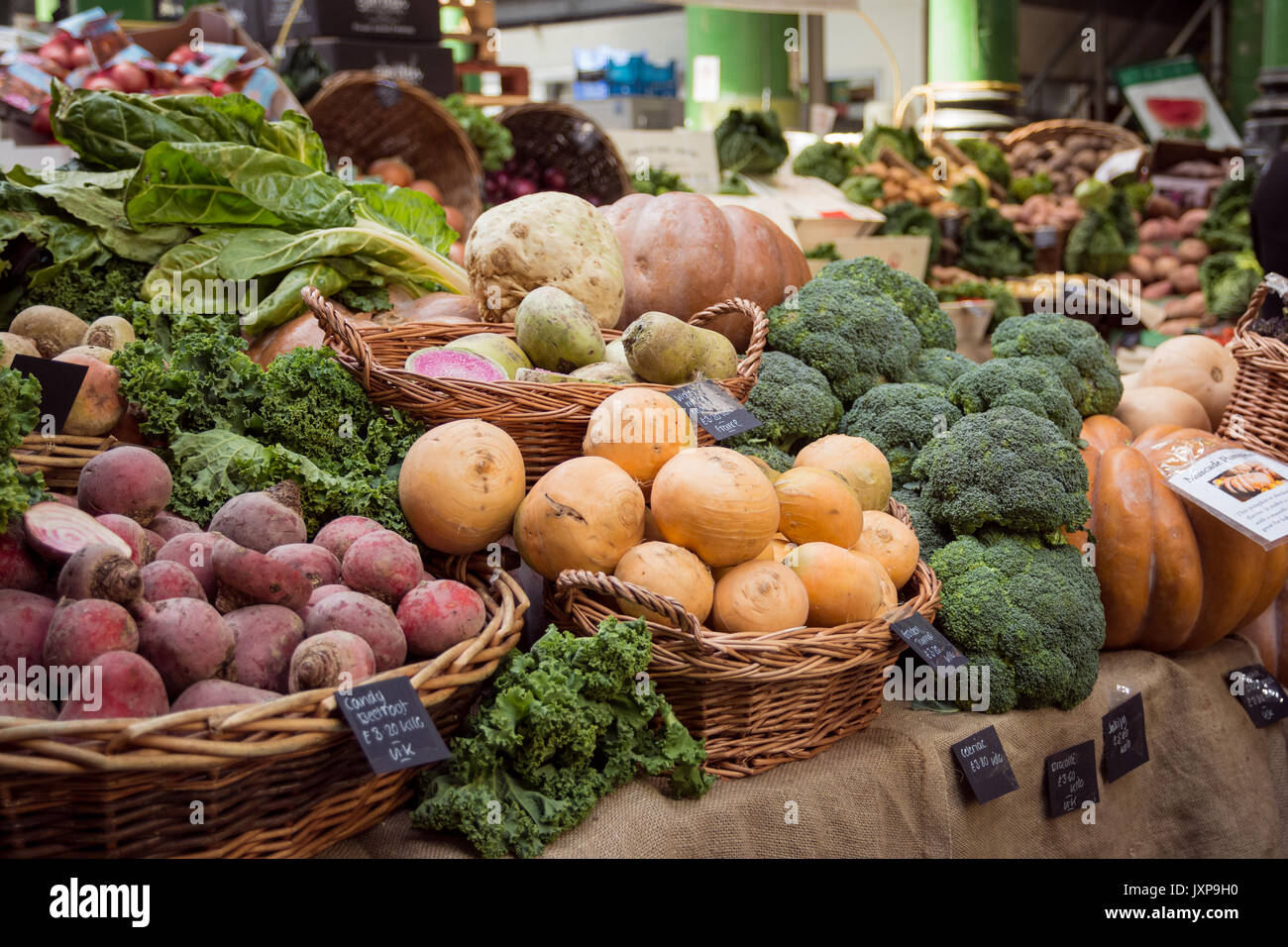 Vegetable stall in Borough Market. London, 2017. Landscape format Stock ...