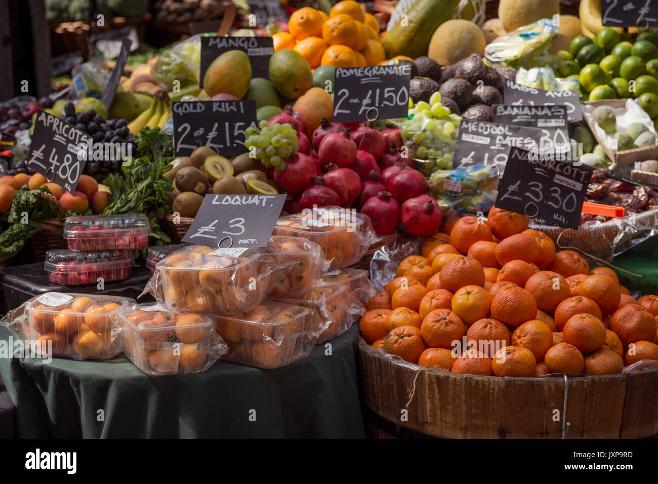 Vegetable stall in Borough Market. London, 2017. Landscape format Stock ...