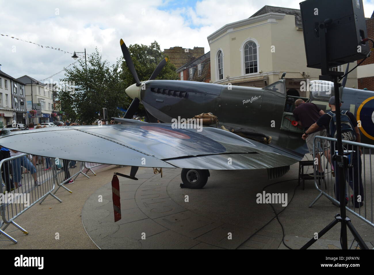 Replica spitfires on Newmarket high street, by Tuttle memorial Stock ...