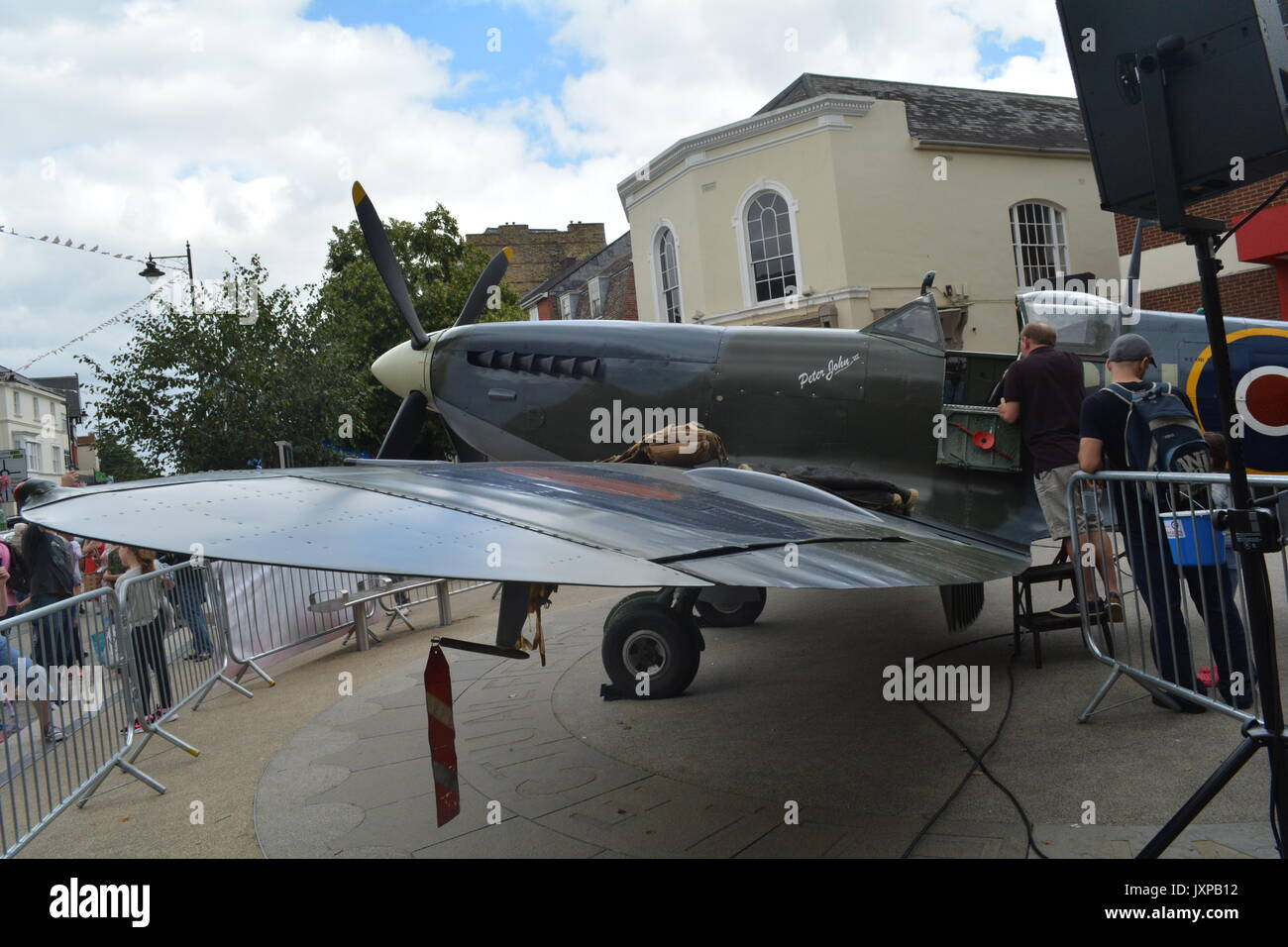 Replica spitfires on Newmarket high street, by Tuttle memorial Stock ...