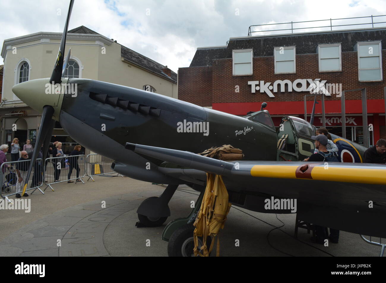 Replica spitfires on Newmarket high street, by Tuttle memorial Stock ...