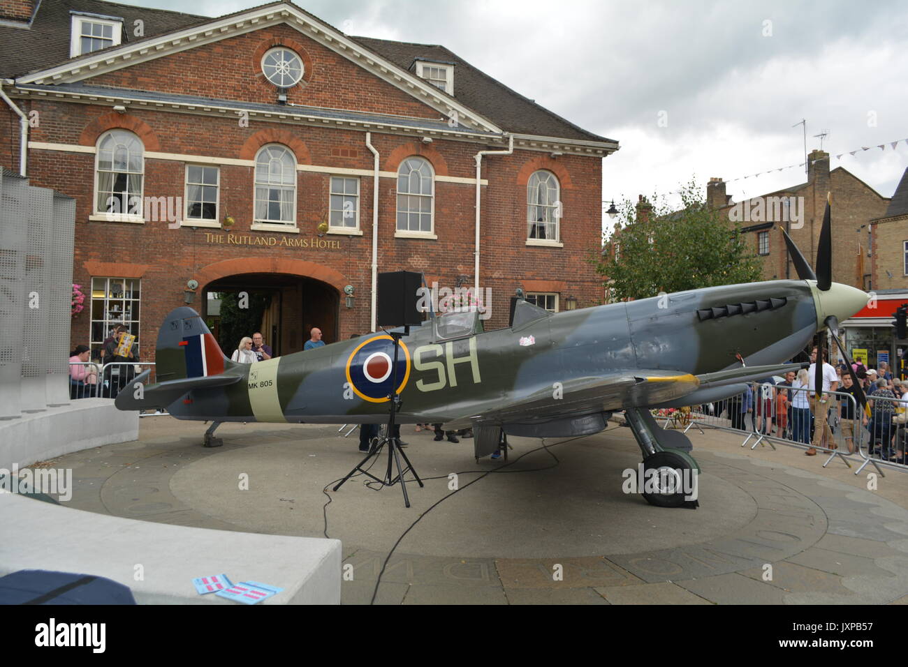 Replica spitfires on Newmarket high street, by Tuttle memorial Stock ...