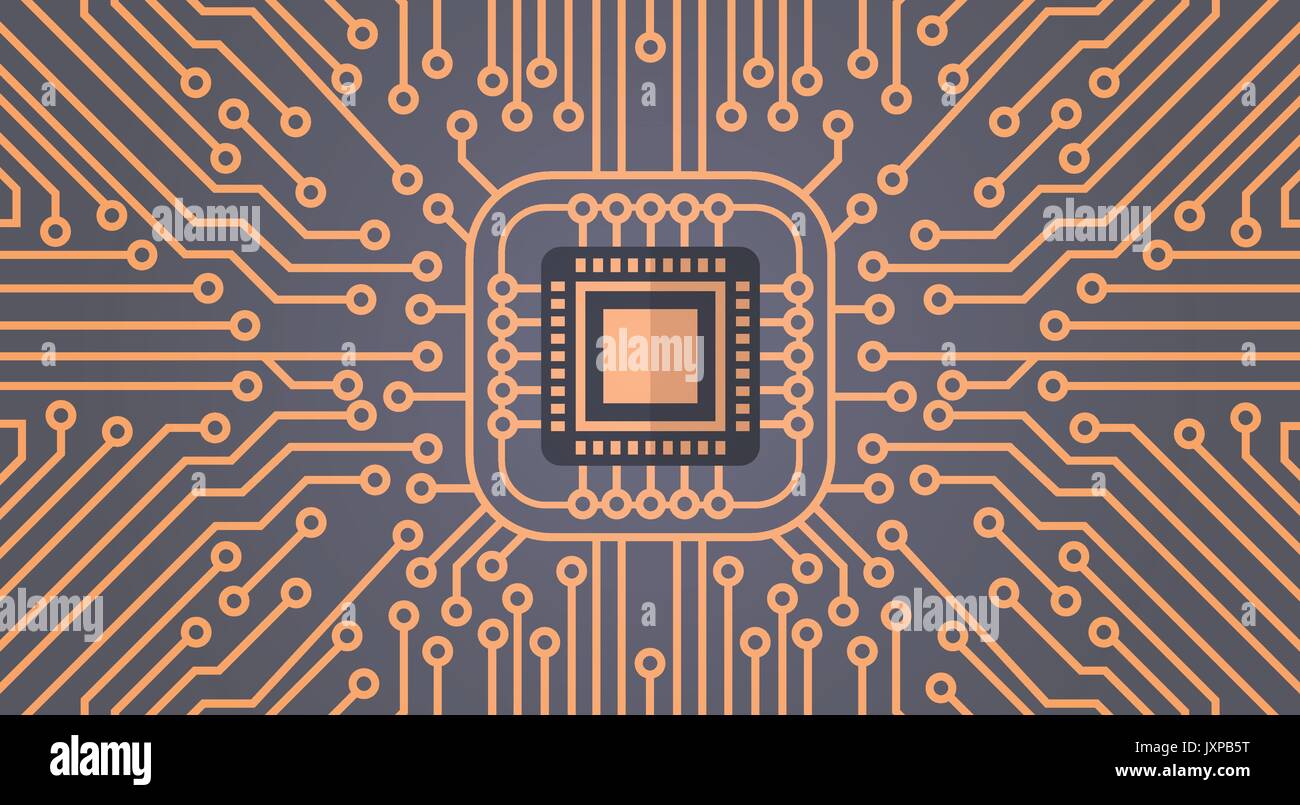 Computer Chip Moterboard Network Data Center System Concept Banner ...
