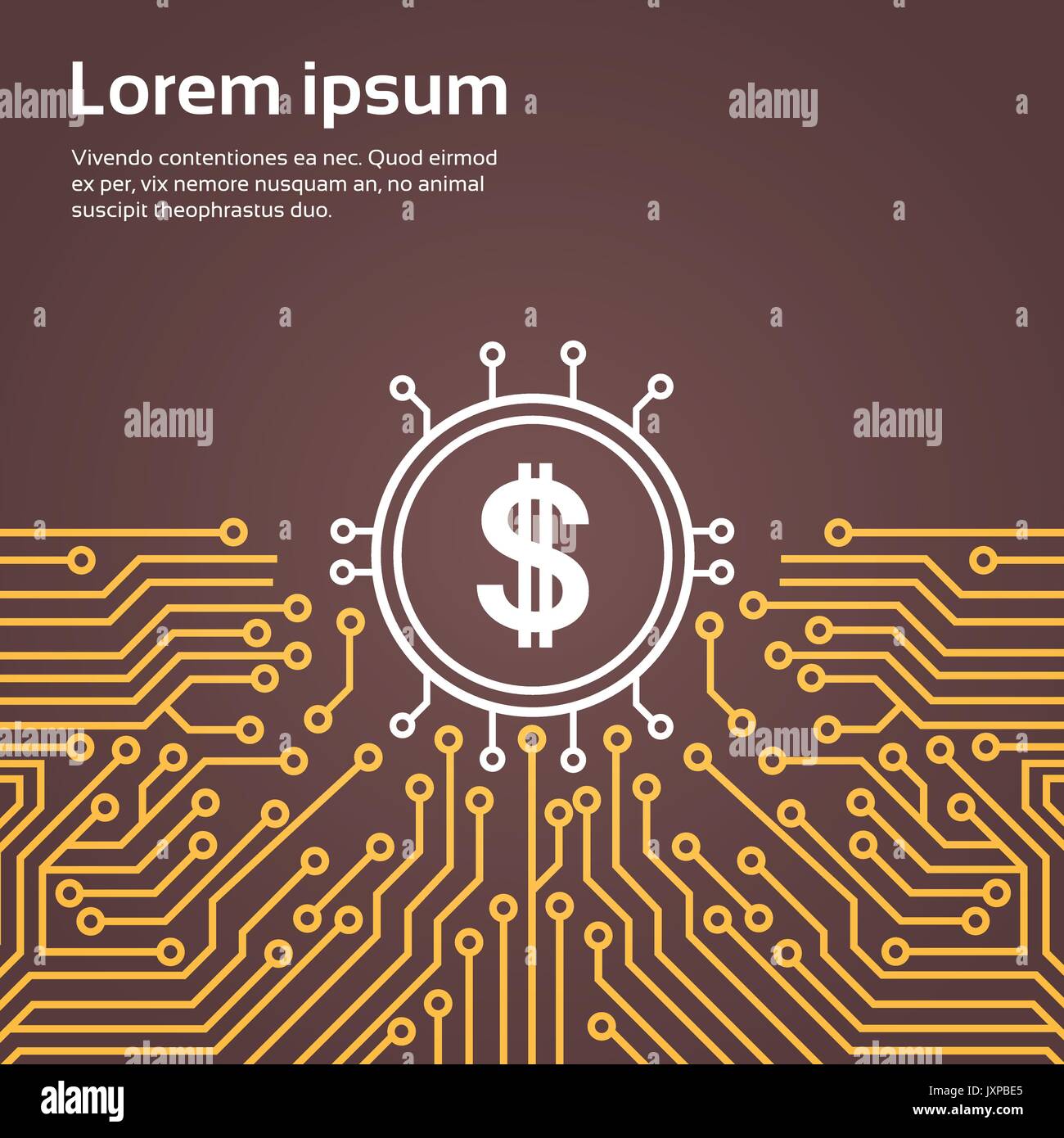 Dolar Sign Over Computer Chip Moterboard Backgroung Network Data Center ...