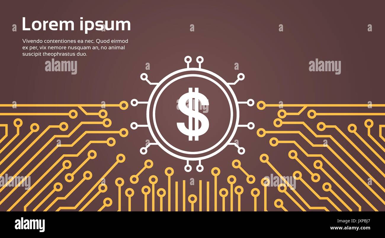Dolar Sign Over Computer Chip Moterboard Backgroung Network Data Center ...