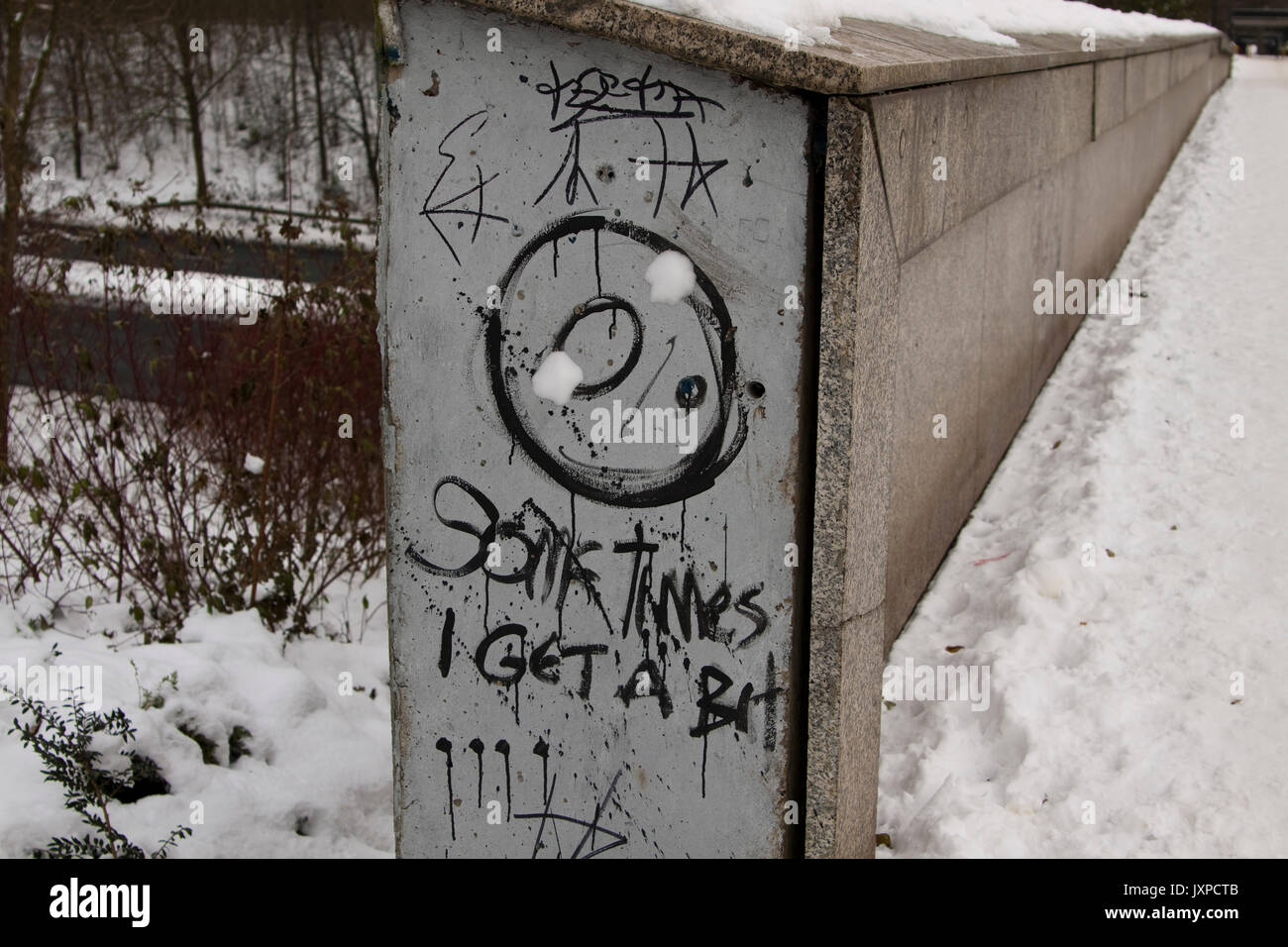 Graffiti on bridge over dual carriageway in Milton Keynes Stock Photo ...