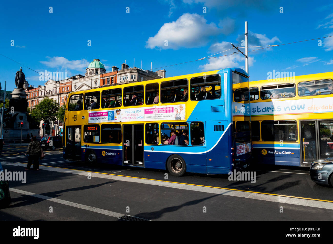 Dublin Ireland, Dublin Buses on O'Connell Bridge in the Irish capital ...