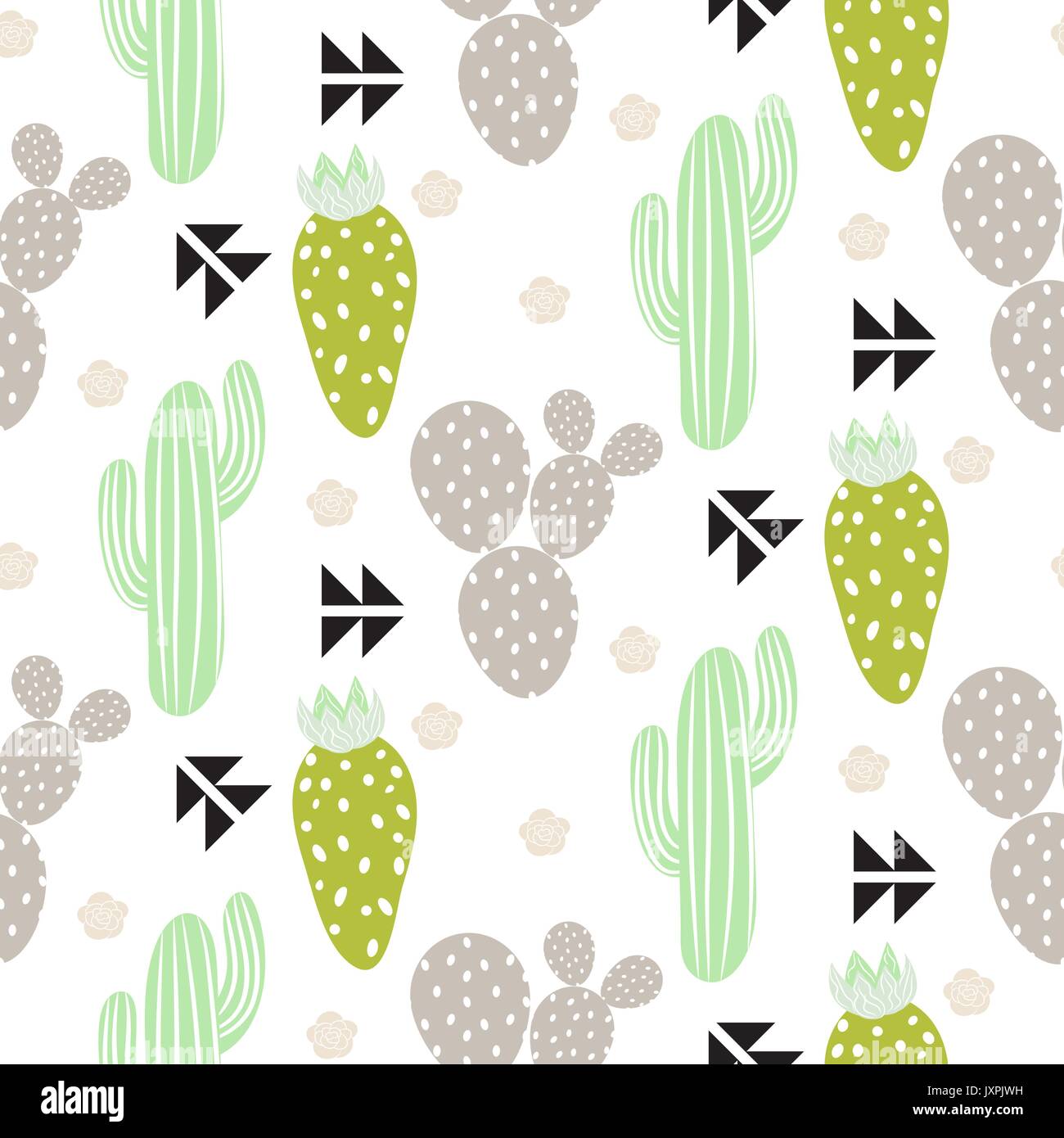 Cactus plant vector seamless pattern. Abstract hipster desert nature fabric print Stock Vector ...