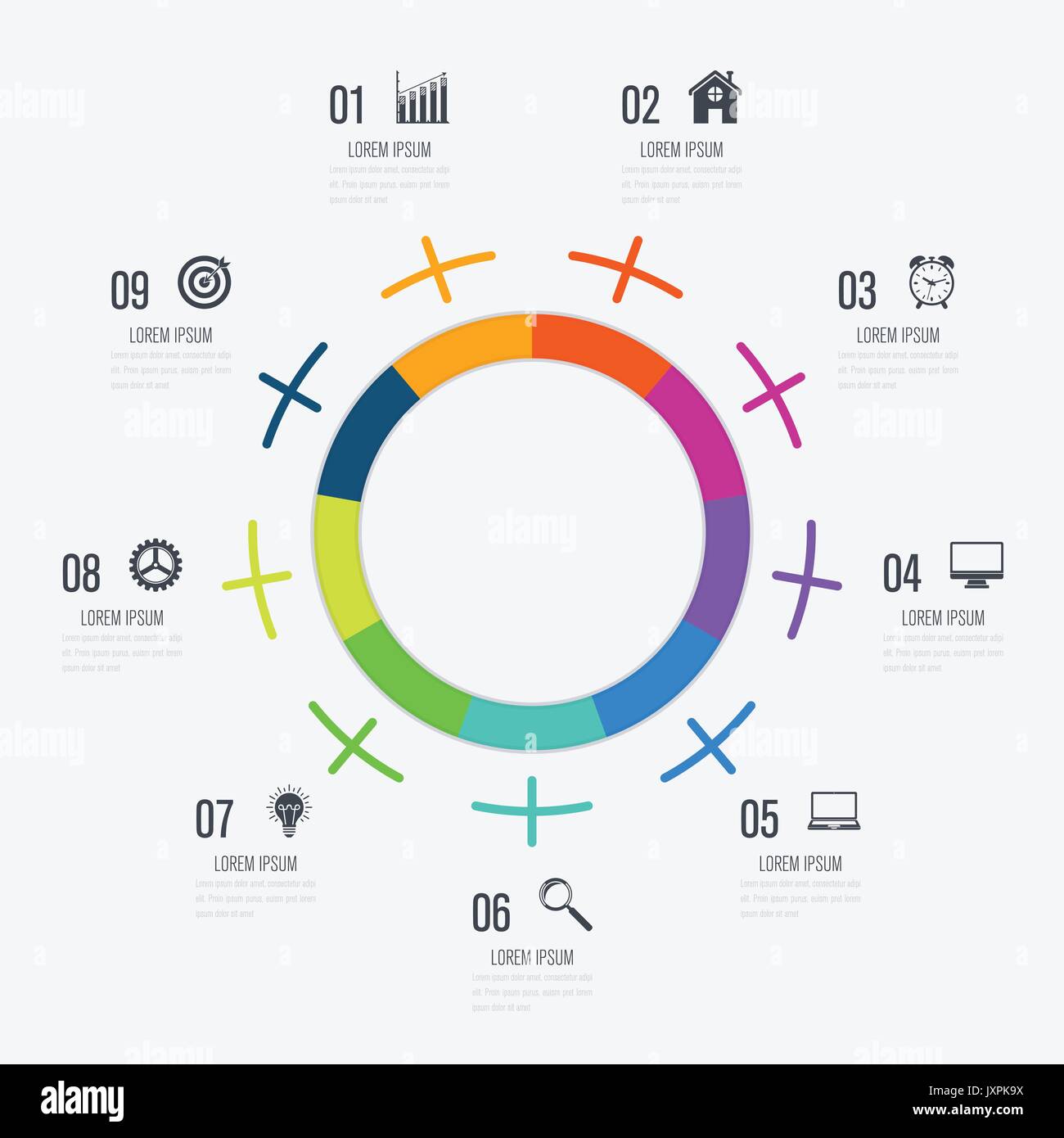 Infographics template 9 options with circle Stock Vector Image & Art ...