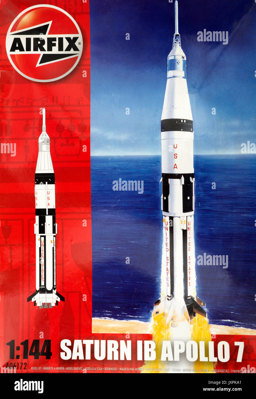 Airfix 1/144 scale Saturn IB Apollo 7 model kit Stock Photo - Alamy
