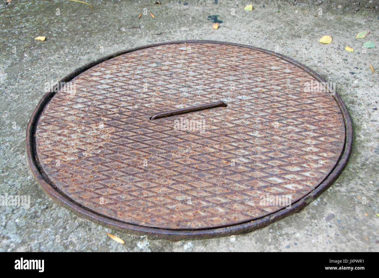 Sewer manhole In the yard of the family house Stock Photo - Alamy