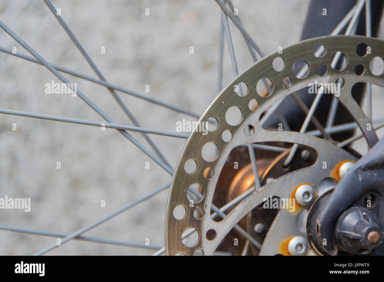 Front brakes on a modern mountain bicycle. Brake disc Stock Photo - Alamy