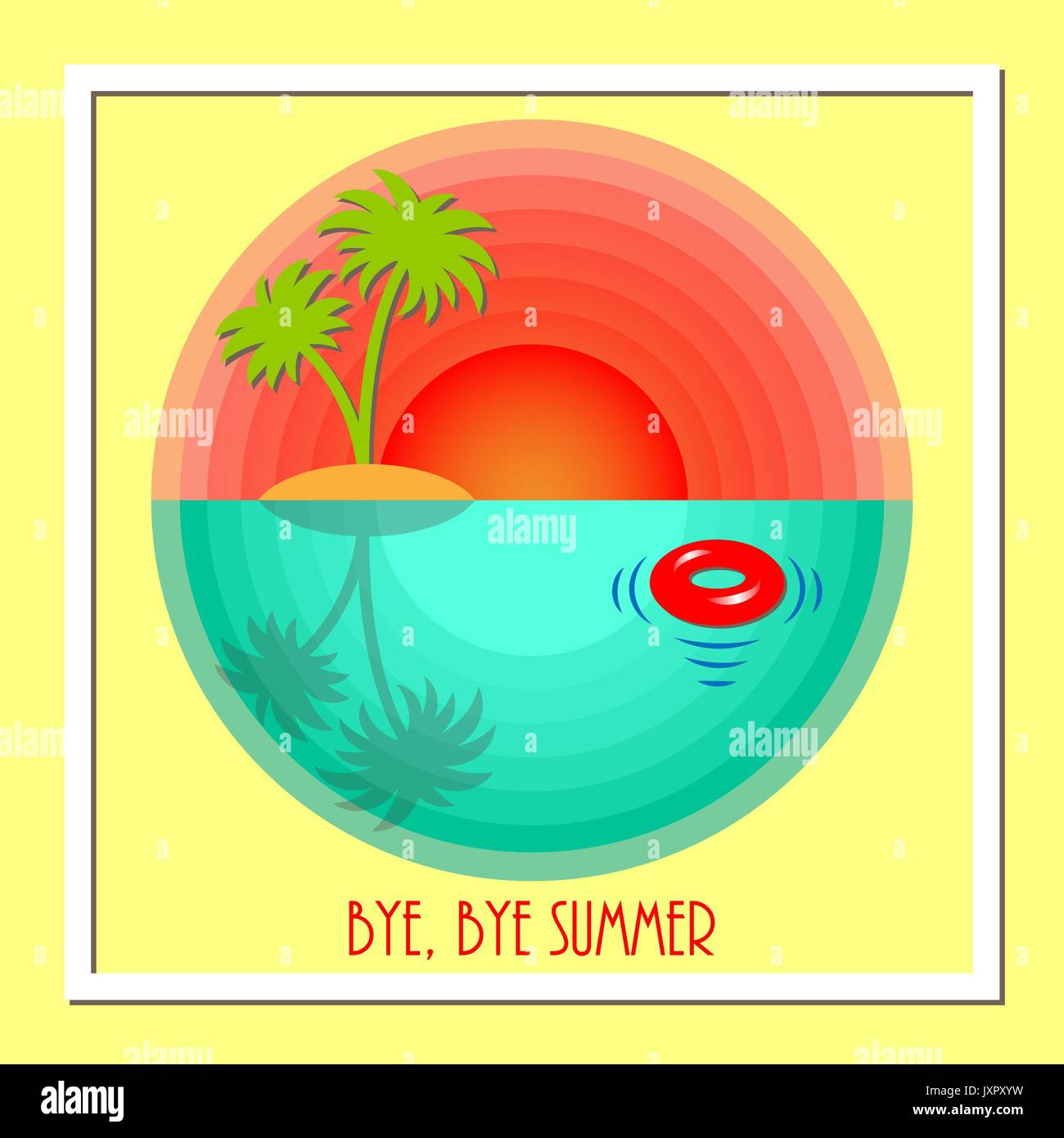 Goodbye. Bye summer. Sunset and sea. Panoramic landscape. Vector ...