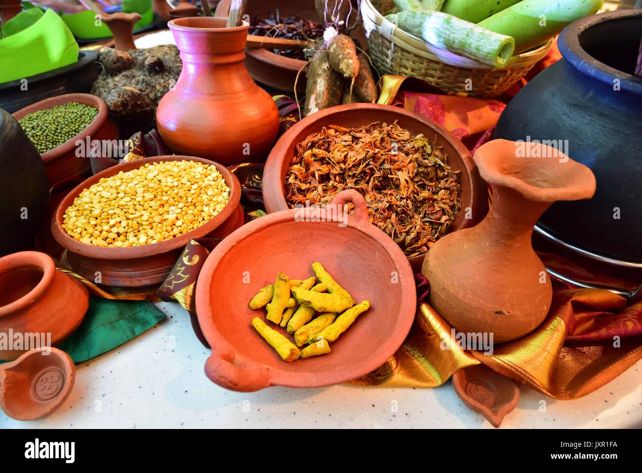 Display of herbs and spices Stock Photo - Alamy