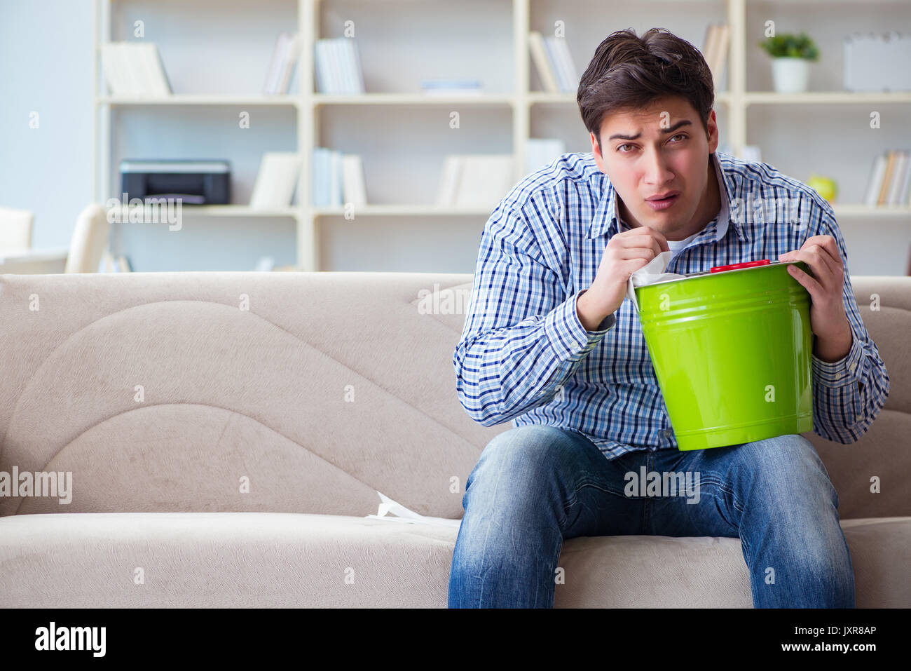 Man suffering from sick stomach and vomiting Stock Photo - Alamy