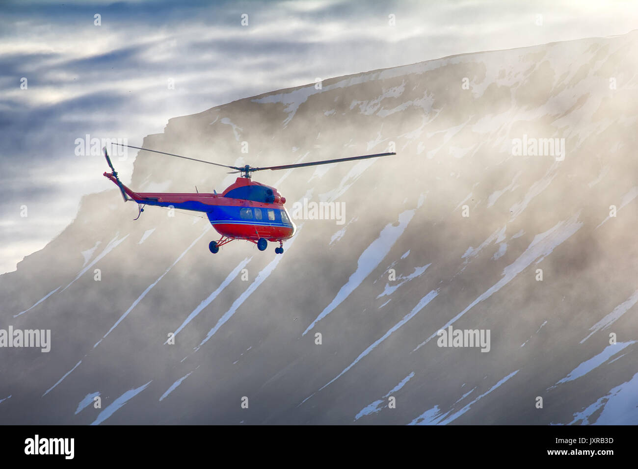 Journey to high Arctic latitudes. Helicopter brings scientists and ...