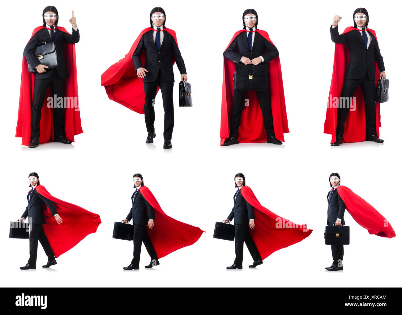 Man in red cover isolated on white Stock Photo - Alamy
