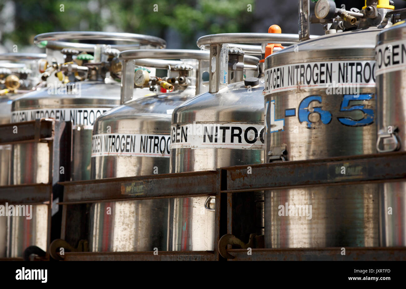 Delivery truck nitrogen canisters Stock Photo - Alamy
