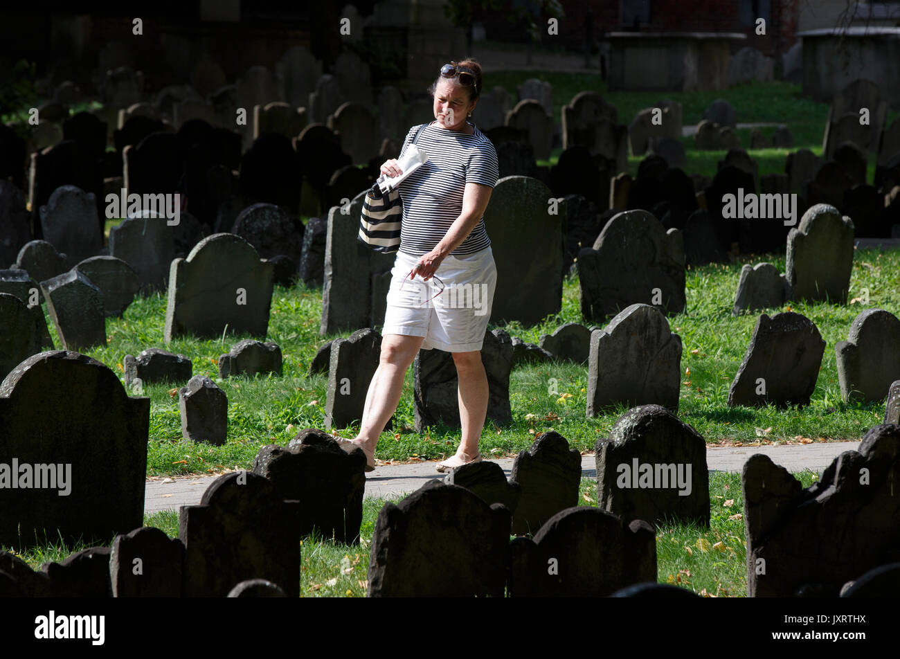 Old Granary Burial Ground historic cemetery Boston Massachusetts Stock ...