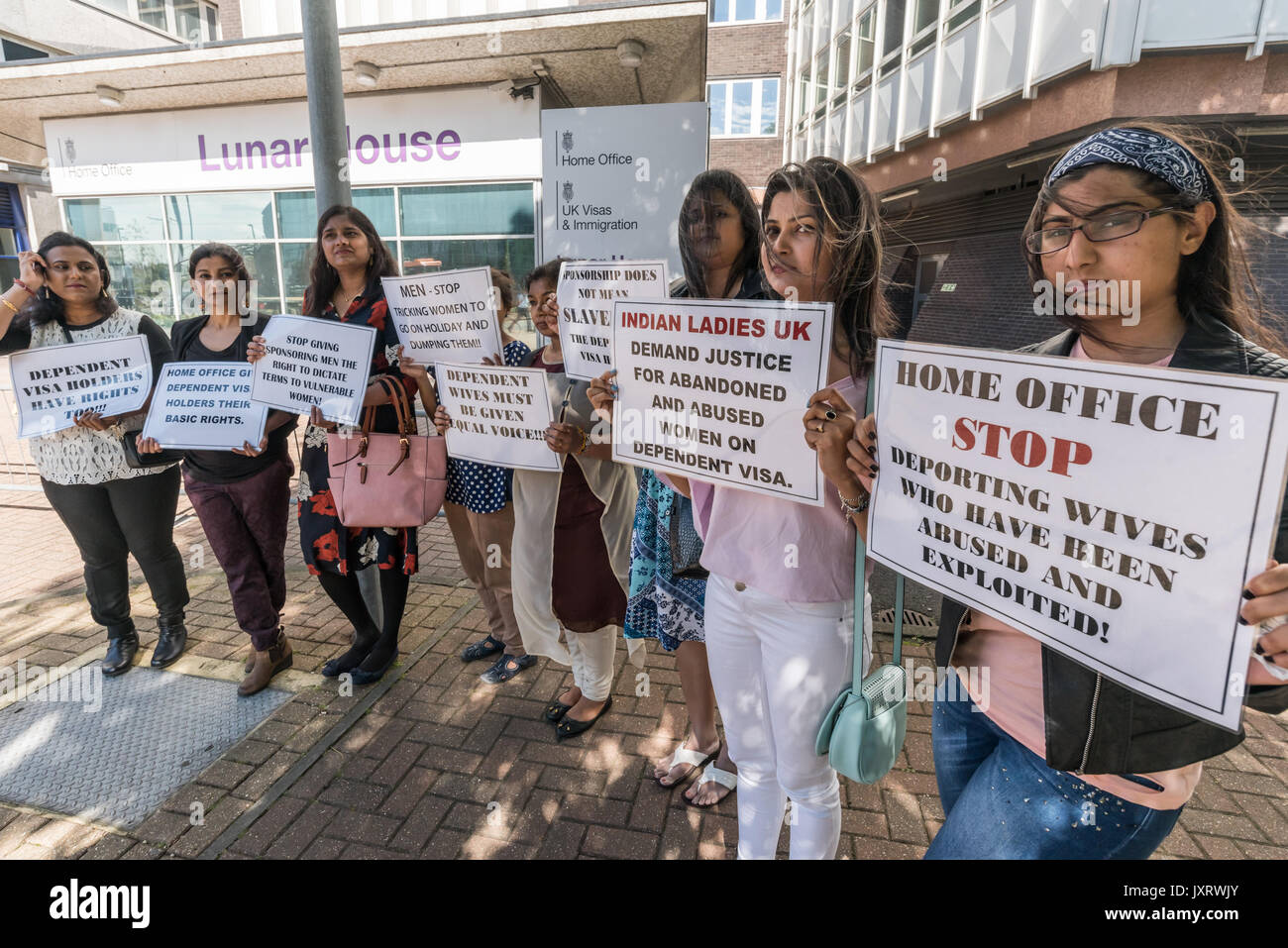 London, UK. 16th August 2017. Indian women came to Lunar House in ...
