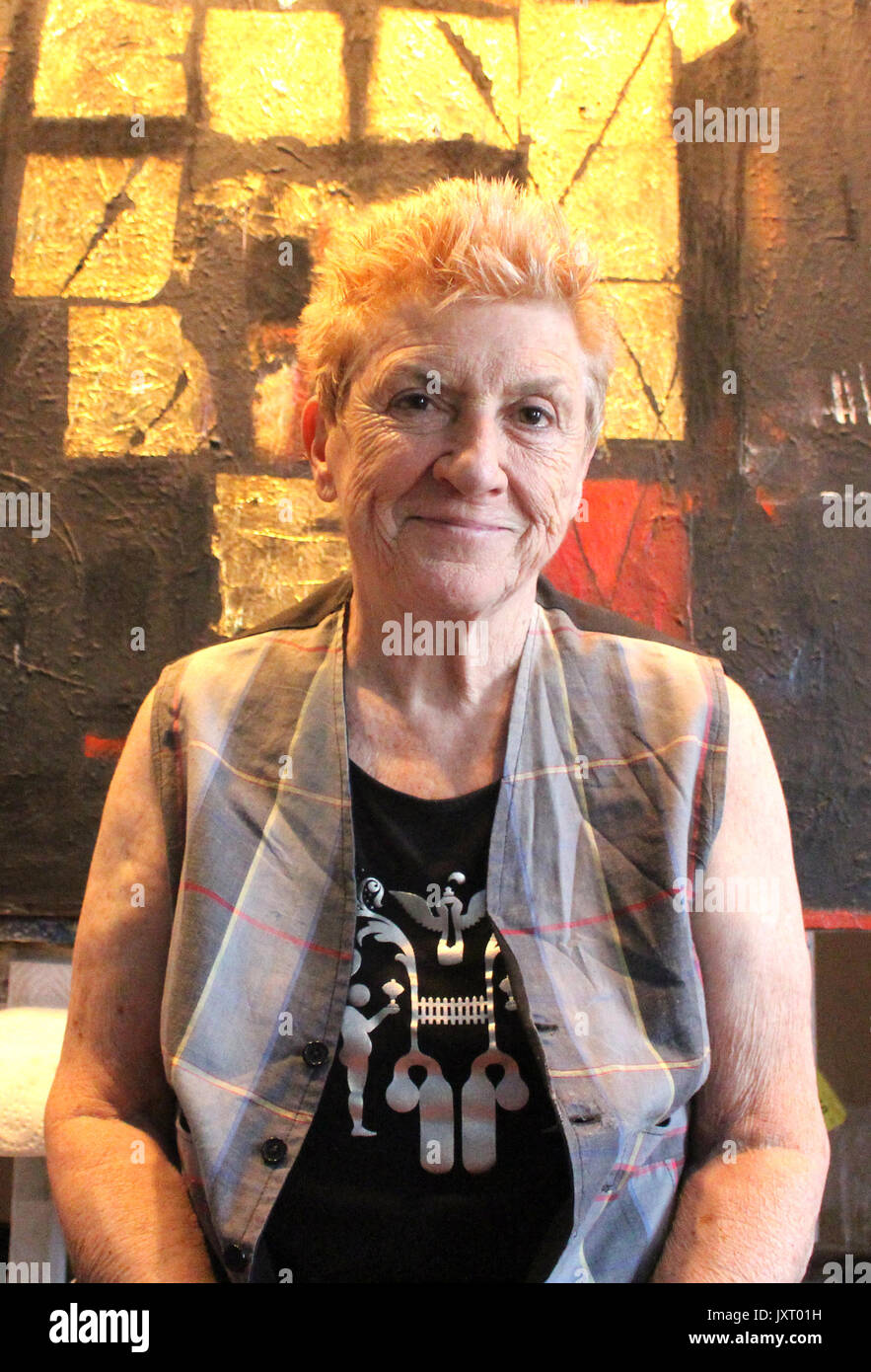 New York, US. 14th Aug, 2017. Artist Carol Massa sitting in front of ...