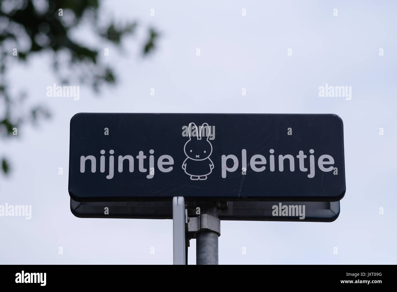 A sign for Miffy square (Nijntje Pleintje in Dutch) is seen at the ...