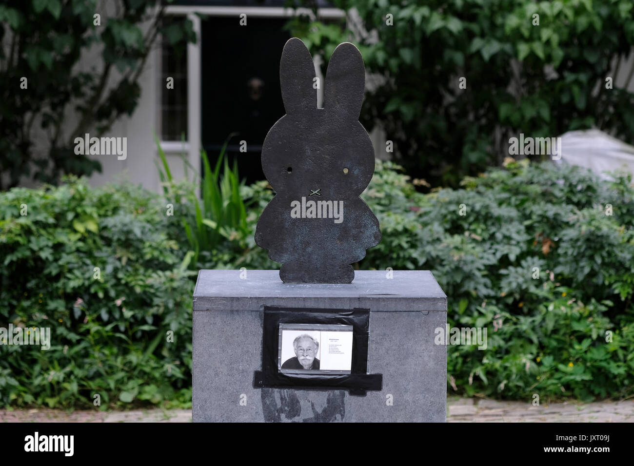 A statue of Miffy (Nijntje in Dutch) and a picture of the late Dutch ...