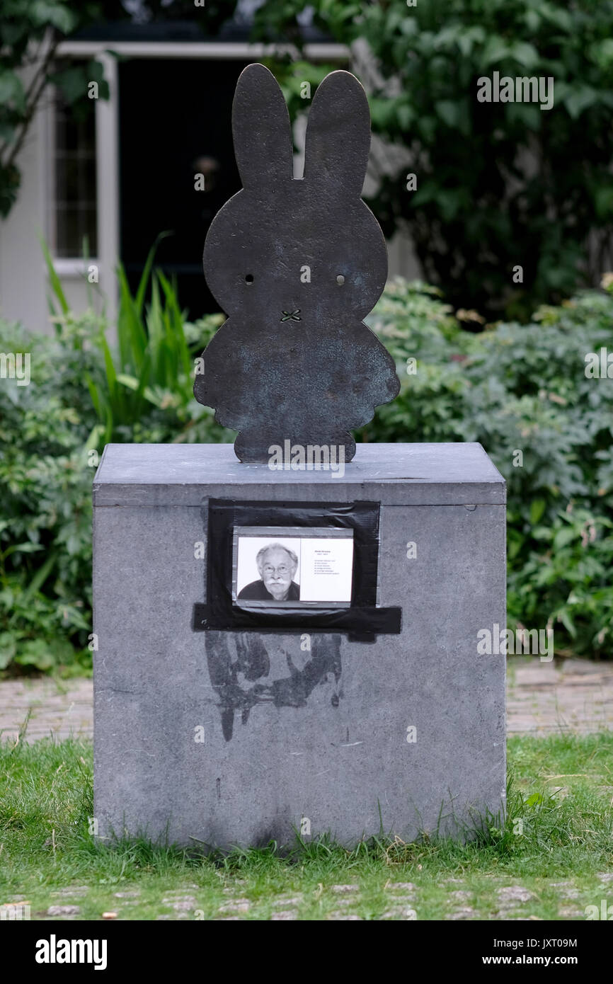 A statue of Miffy (Nijntje in Dutch) and a picture of the late Dutch ...